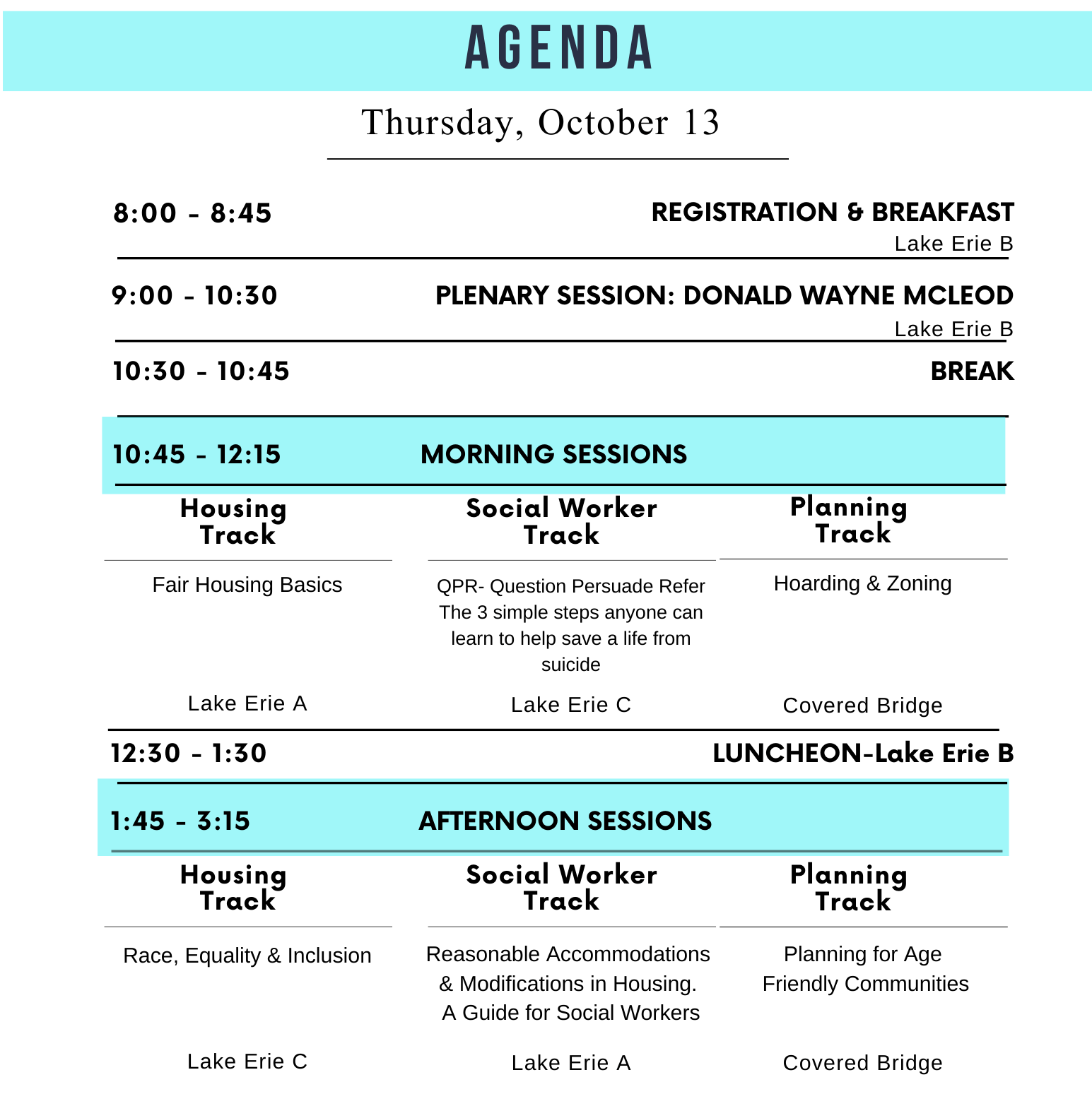 Conference Agenda - Fair Housing Resource Center, Inc.